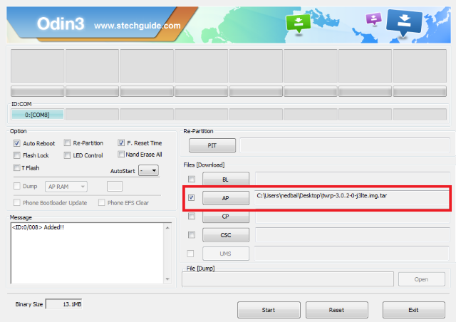 ODIN method - Flashing TWRP on Samsung devices